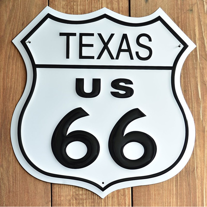 Fém tábla Route 66 Texas Shield 30 cm x 30 cm